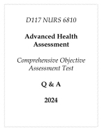 WGU D117) NURS 6810 Advanced Health Assessment Comprehensive OA Test Q ...