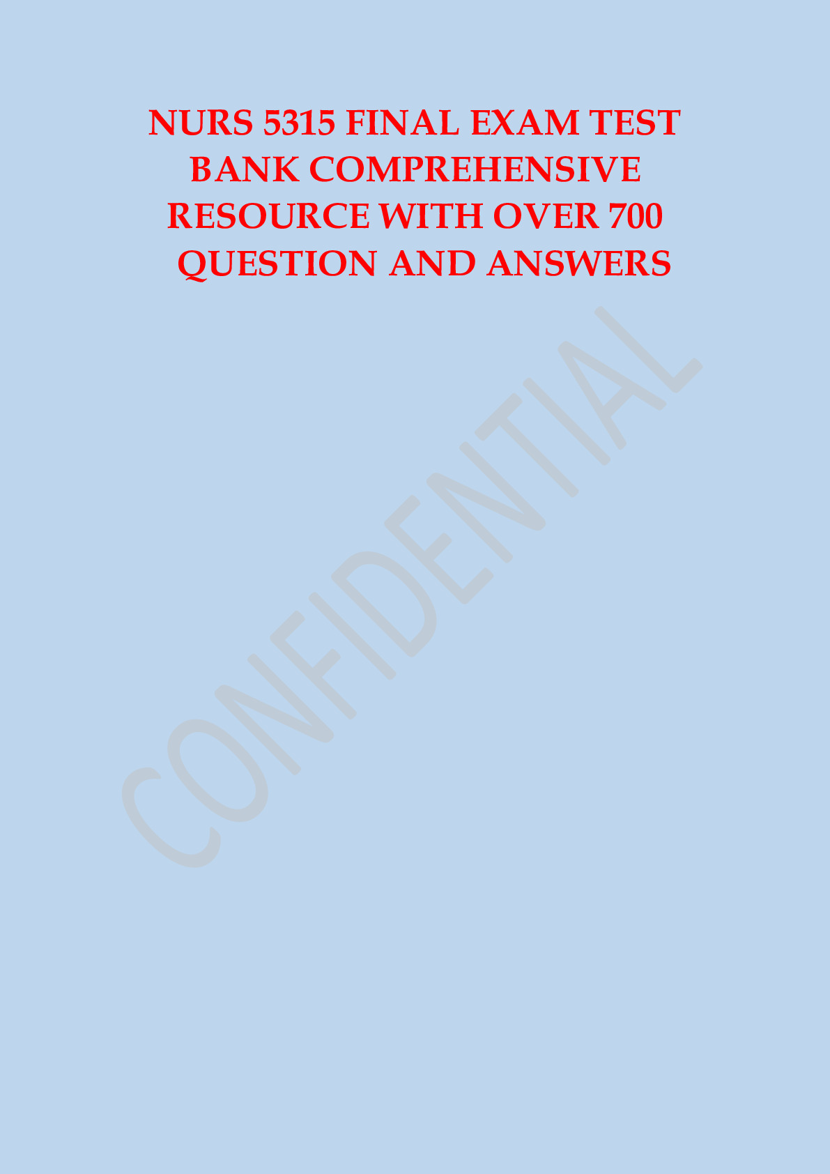 NURS 5315 FINAL EXAM 2024 QUESTIONS AND CORRECT ANSWERS|A GRADED - DocMerit NURS 5315 FINAL EXAM 2024 QUESTIONS AND CORRECT ANSWERS|A GRADED - DocMerit