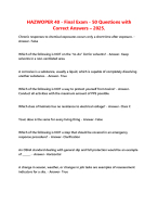HAZWOPER 40 - Final Exam - 50 Questions with Correct Answers – 2025 ...