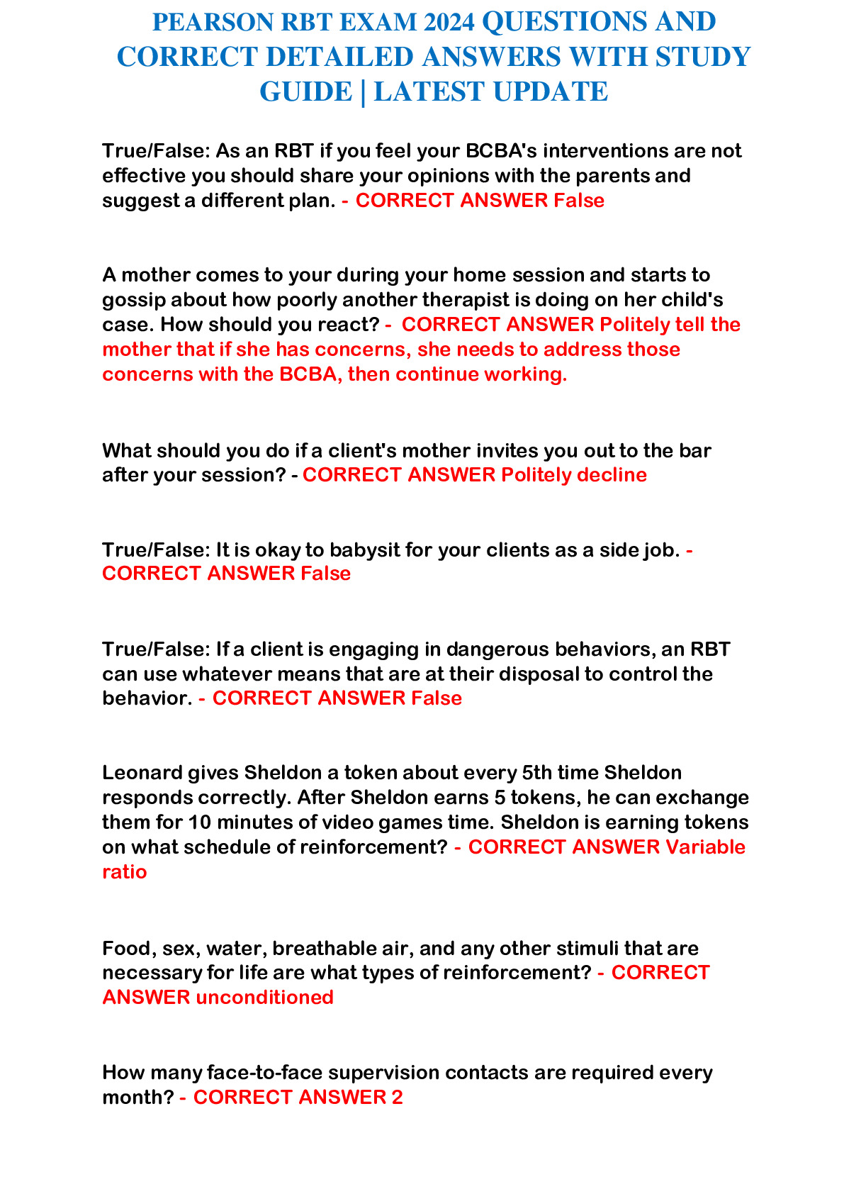 PEARSON RBT EXAM 2024 QUESTIONS AND CORRECT DETAILED ANSWERS WITH STUDY ...
