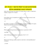 ATI TEAS 7 Math Prep Exam Questions with Answers 2025 UPDATE - DocMerit