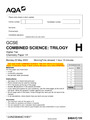 AQA 2023 GCSE COMBINED SCIENCE: TRILOGY 8464/C/1H & 2H Chemistry Paper 1H & 2H Question Papers ...
