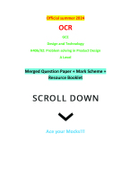 Official summer 2024 OCR GCE Design and Technology H406/02: Problem solving in Product Design A ...