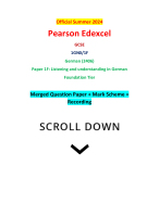Official Summer 2024 Pearson Edexcel GCSE 1GN0/1F German (2406) Paper ...