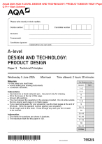 AQA 2023 A-level DESIGN AND TECHNOLOGY: PRODUCT DESIGN 7552 Paper 1 & 2 ...