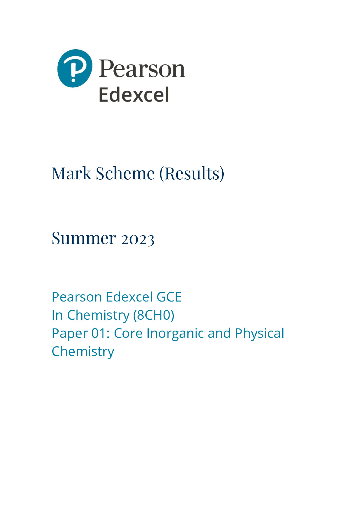 Pearson Edexcel AS Level Chemistry Paper 01: Core Inorganic and ... Pearson Edexcel AS Level Chemistry Paper 01: Core Inorganic and ...