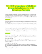 ATI RN Nursing Care of Children Dosage Calculations 3.1 with Explained ...