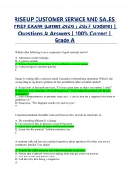 RISE UP CUSTOMER SERVICE AND SALES PREP EXAM (Latest 2026 / 2027 Update ...