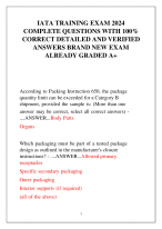 IATA TRAINING EXAM 2024 COMPLETE QUESTIONS WITH 100% CORRECT DETAILED ...