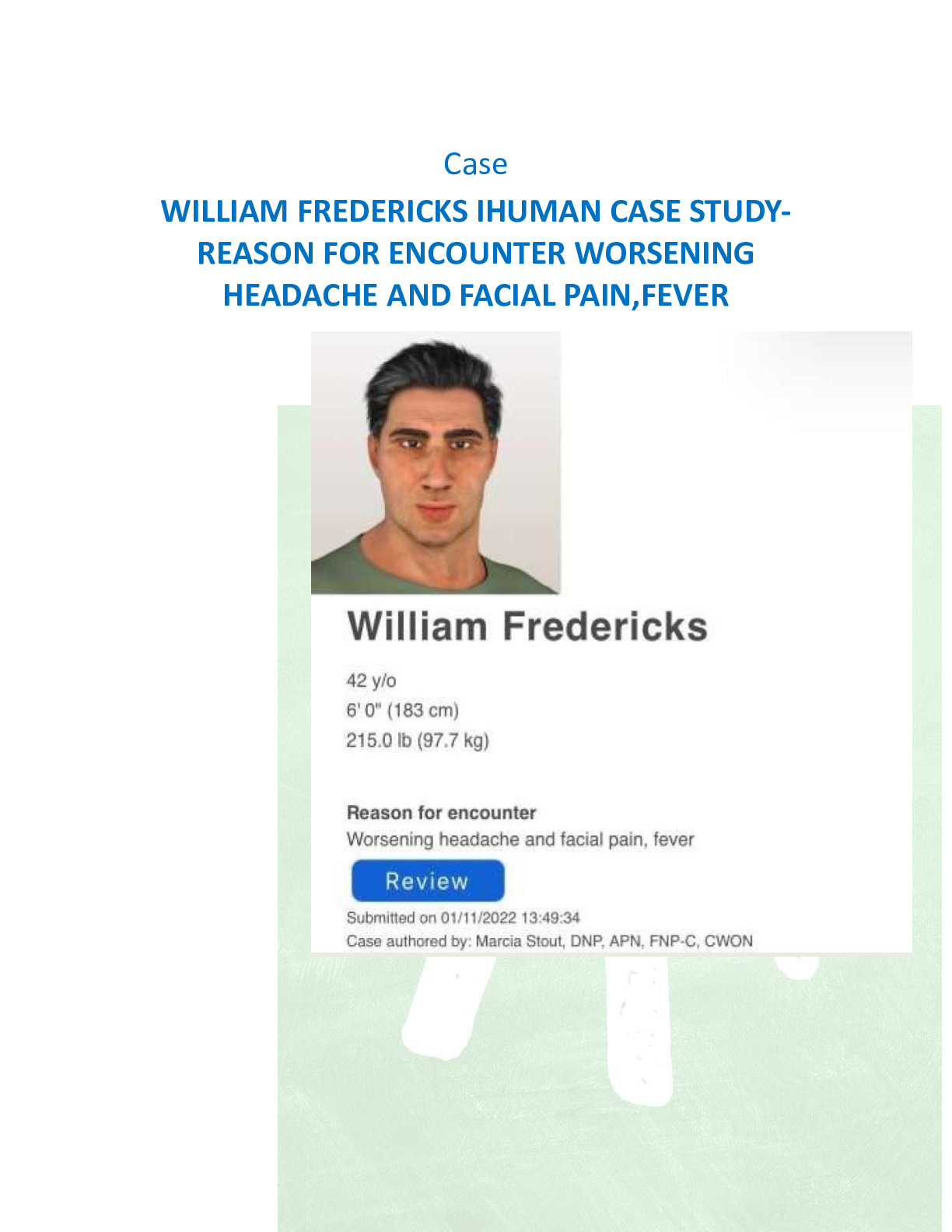 iHuman : LARRY ORLANDER "ABDOMINAL PAIN , TINA WILLIAMS "LOW BACK PAIN ...