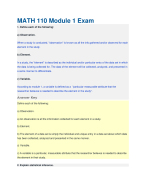 MATH 110 Module 1, 2, 3, 4, 5, 6, 7, 8, 9, 10 Exam (Latest, 2025 ...