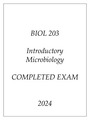 BIOL 203 INTRODUCTORY MICROBIOLOGY COMPLETED EXAM 2024. - DocMerit