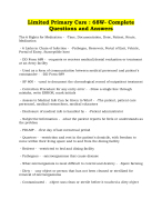Limited Primary Care : 68W- Complete Questions and Answers - DocMerit