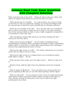 Jamaica Road Code Exam Questions with Complete Solutions - DocMerit