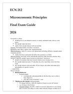 (ASU) ECN 212 Microeconomic Principles Final Exam Guide 2024 - DocMerit