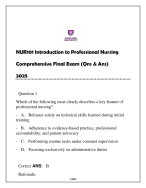 NUR101 Introduction to Professional Nursing Comprehensive Final Exam ...