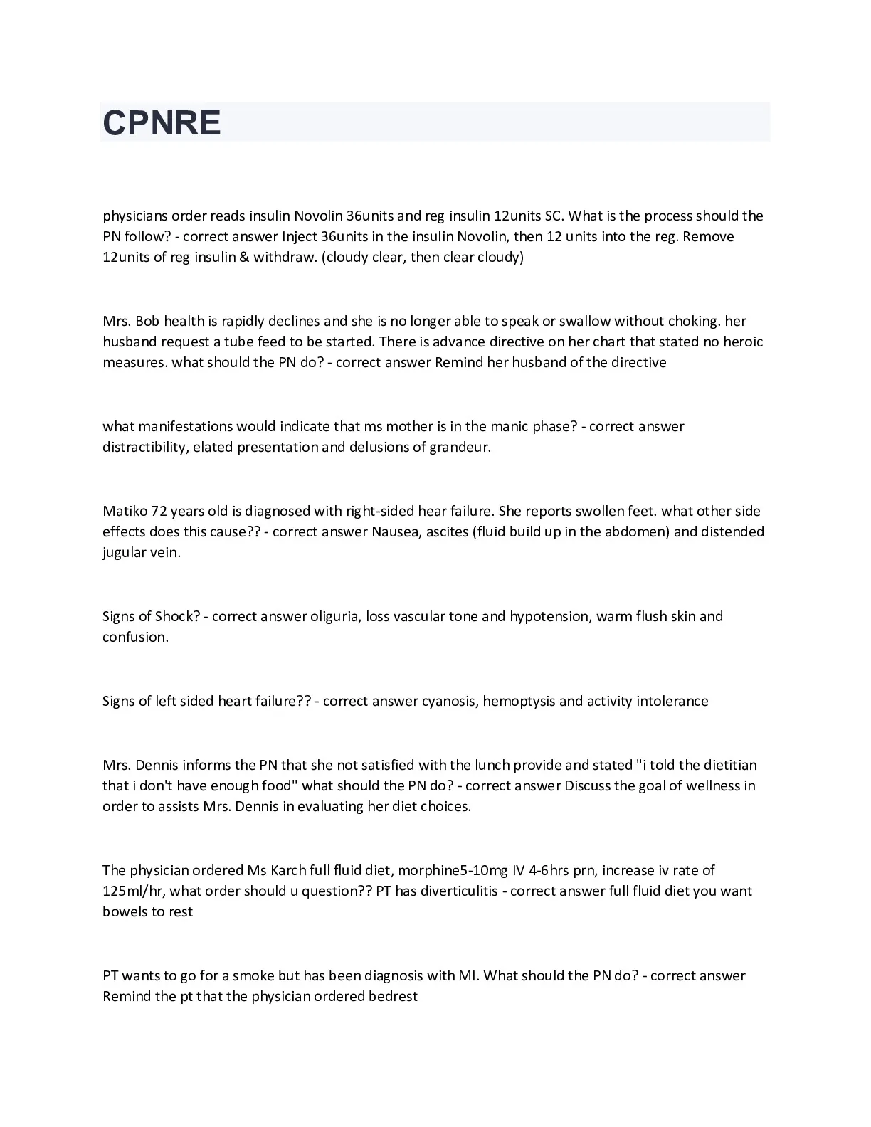 CPNRE questions with answers 2024/2025 - DocMerit