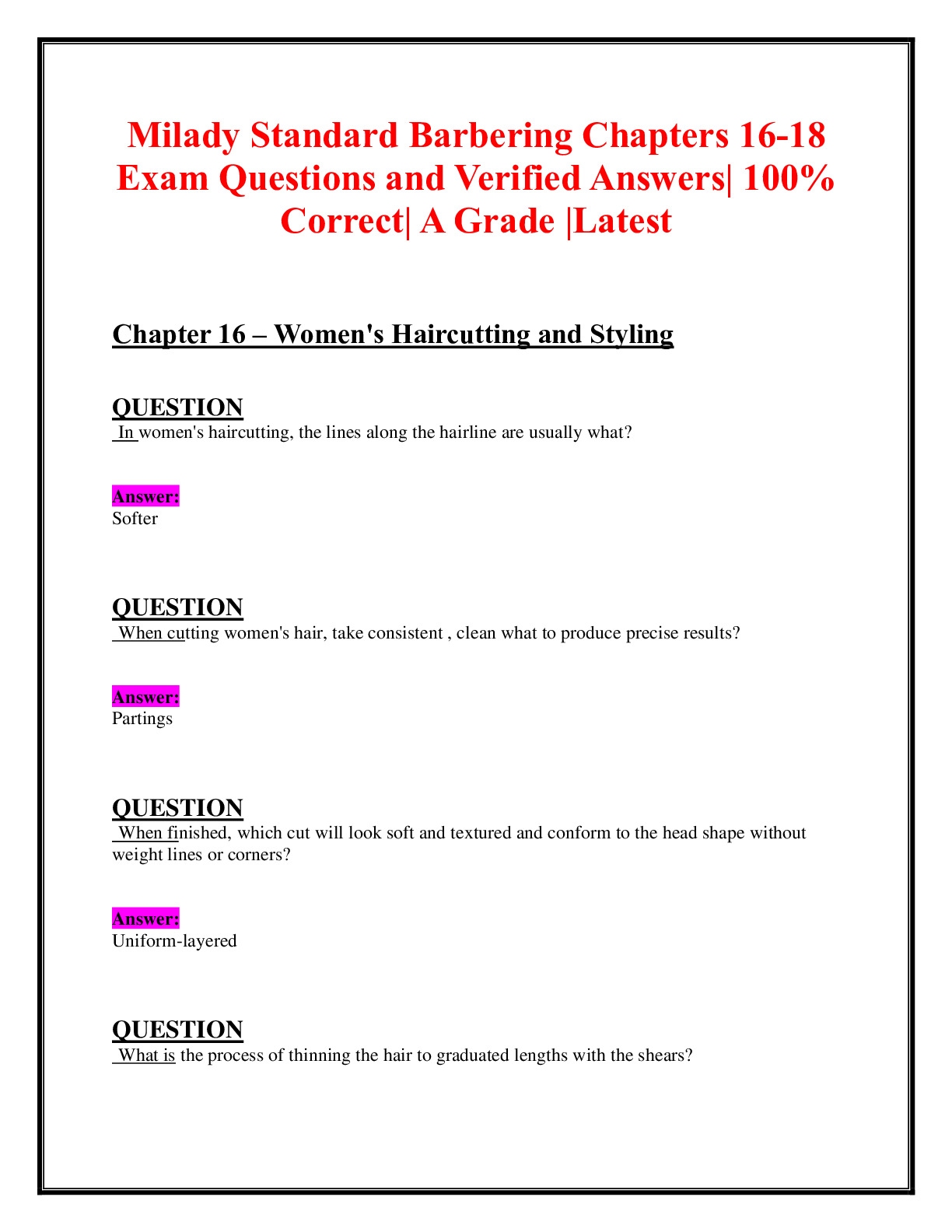 Milady Standard Barbering All Chapters 1-21 (BUNDLED TOGETHER WITH ...