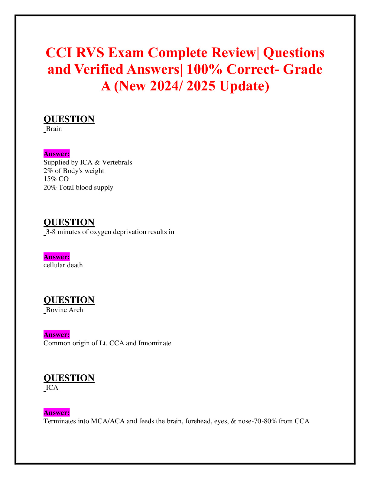 CCI RVS Exams (New 2024/ 2025 Updates BUNDLED TOGETHER ITH COMPLETE ...
