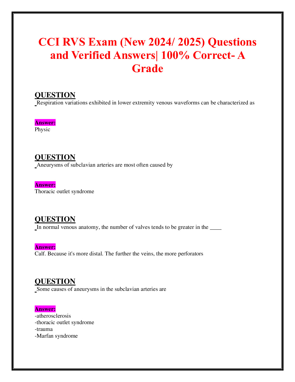 CCI RVS Exam (New 2024/ 2025) Questions and Verified Answers| 100% ...