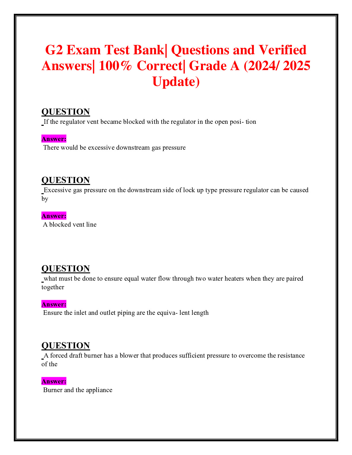 G2 & Gas Technician G2 Exams (New 2024/ 2025 Updates BUNDLED TOGETHER ...