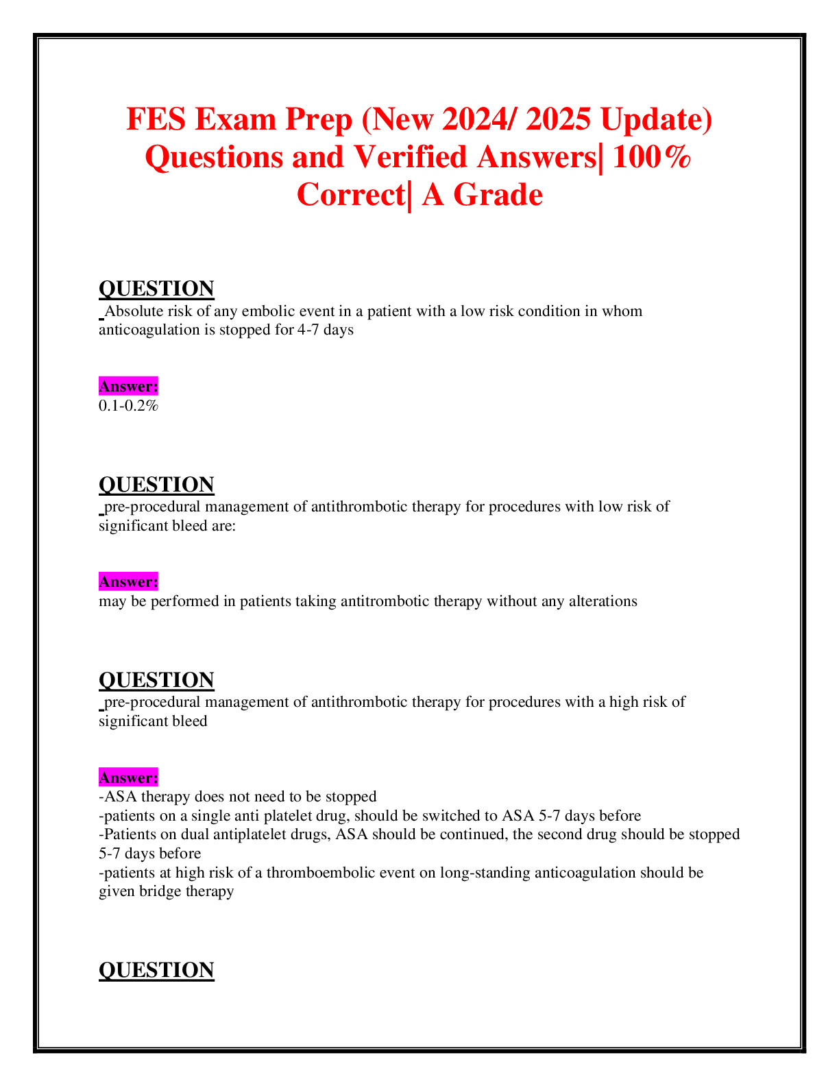 FES Exams (2024/ 2025 Updates BUNDLED TOGETHER WITH COMPLETE SOLUTIONS ...