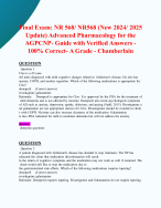 Final Exam: NR 568/ NR568 (New 2024/ 2025 Update) Advanced Pharmacology ...