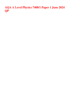 AQA A Level Physics 7408/1 Paper 1 June 2024 Question Paper and Mark Scheme BUNDLED TOGETHER ...