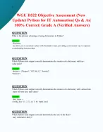 WGU D522 Objective Assessment (New 2024/ 2025 Update) Python for IT ...