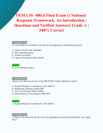 FEMA IS- 800.d Final Exam (2024/ 2025) National Response Framework, An ...
