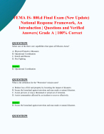 FEMA IS- 800.d Final Exam (2024/ 2025) National Response Framework, An ...