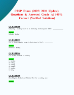 CFSP Exam (2025/ 2026 Update) Questions & Answers| Grade A| 100% Correct (Verified Solutions ...