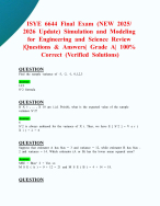 ISYE 6644 Final Exam (NEW 2025/ 2026 Update) Simulation and Modeling for Engineering and Science ...