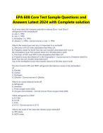 EPA 608 Core Test Sample Questions and Answers Latest 2024 with ...