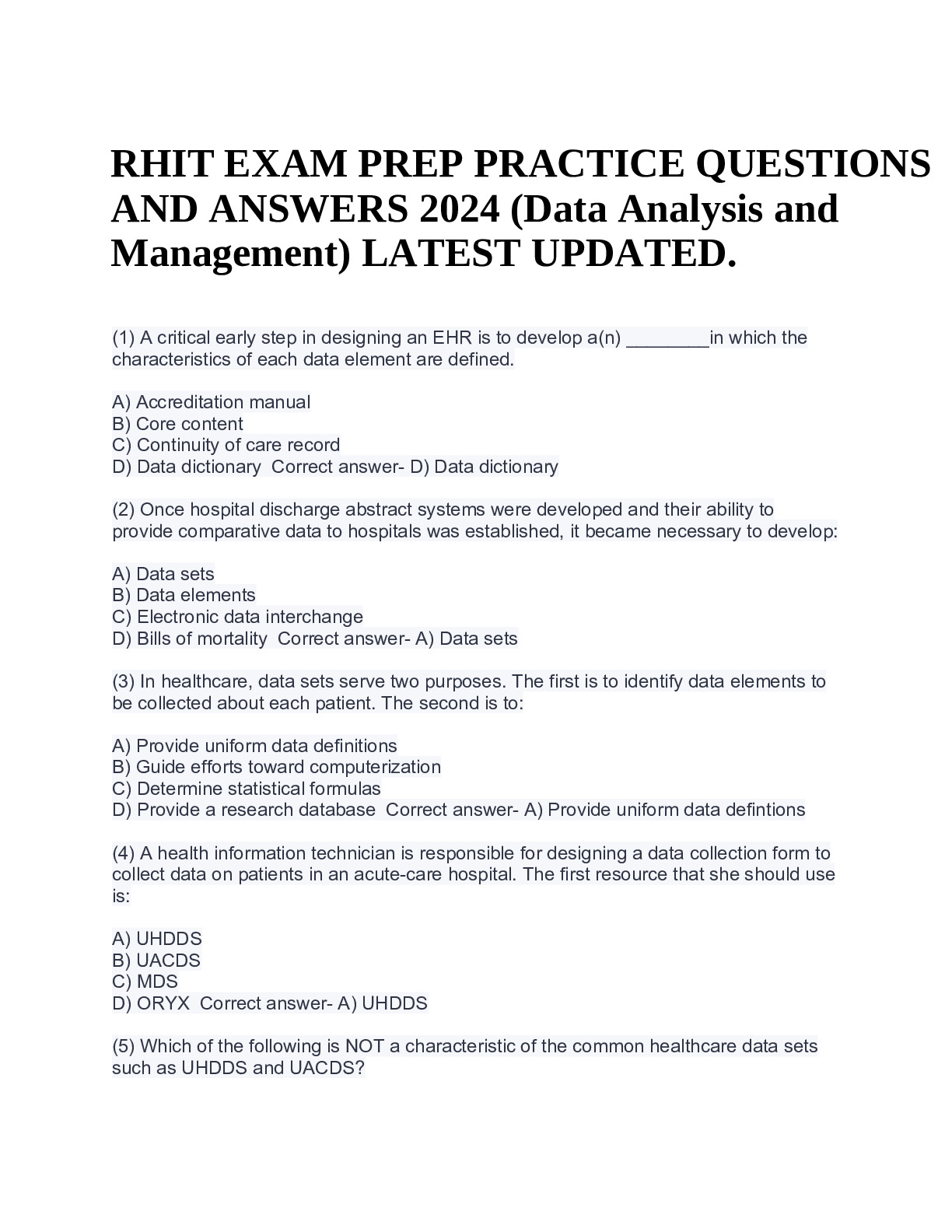 RHIT MOCK EXAM 2024, RHIT EXAM PREP 2024 & RHIT EXAM PREP PRACTICE ...