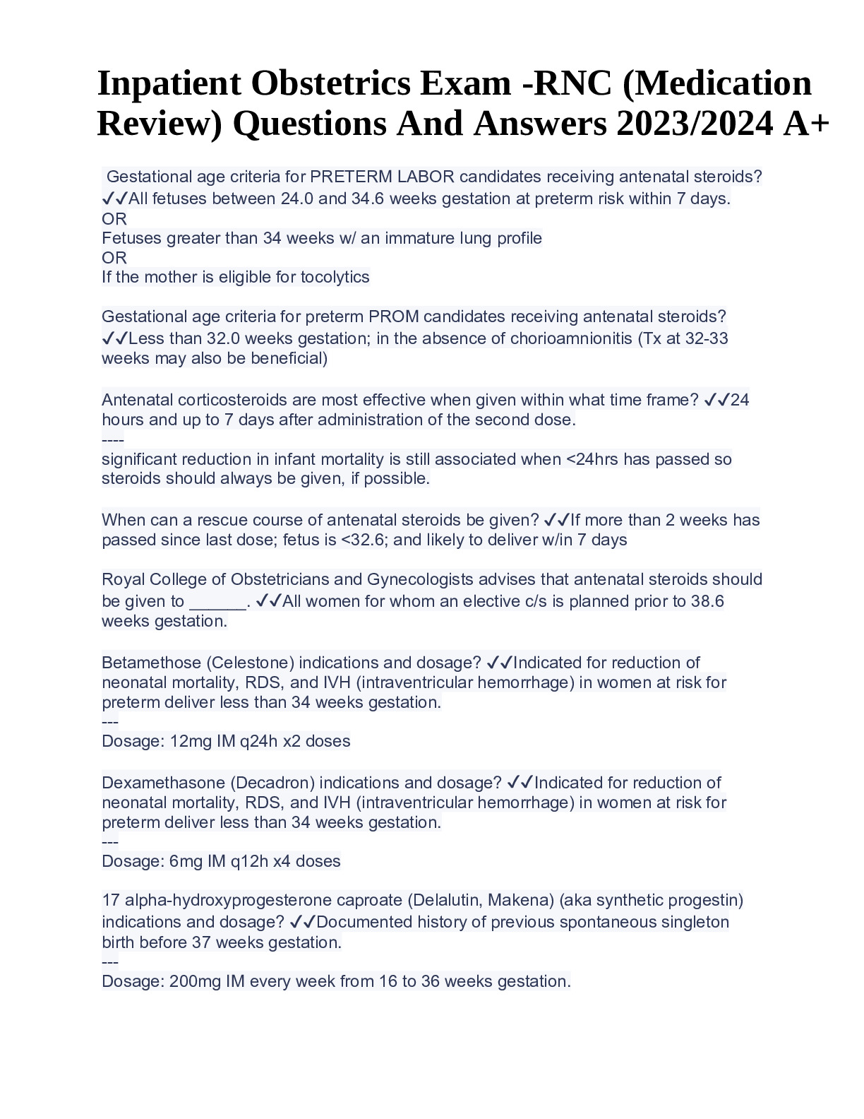 RNC NIC EXAM QUESTIONS AND ANSWERS LATEST TEST BANK, RNC-OB EXAM TEST ...