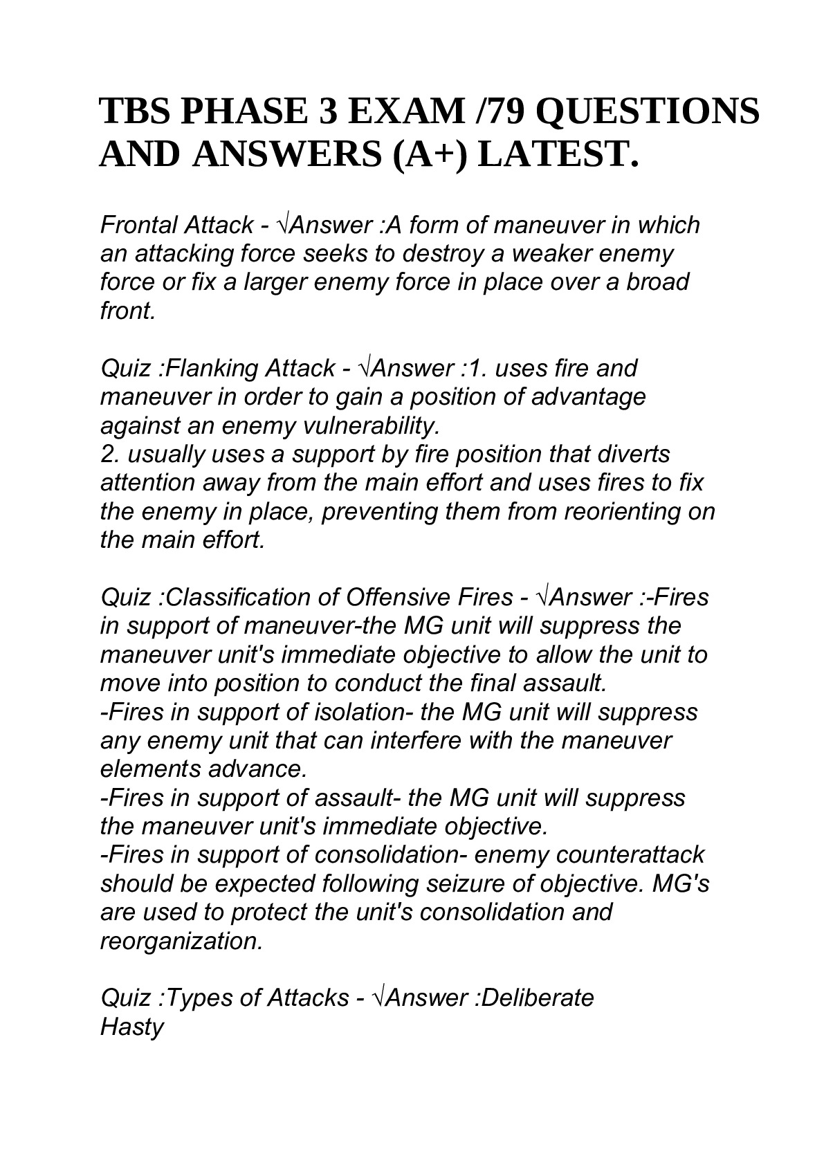 TBS PHASE 1 EXAM 2024 QUESTIONS AND ANSWERS (REVISED) GRADED A+, TBS ...