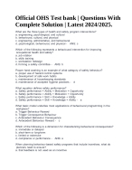 Official OHS Test bank | Questions With Complete Solution | Latest 2024 ...
