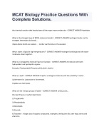 MCAT Biology Practice Questions With Complete Solutions. - DocMerit
