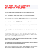 PLC TEST 1 EXAM QUESTIONS CORRECTLY ANSWERED. - DocMerit