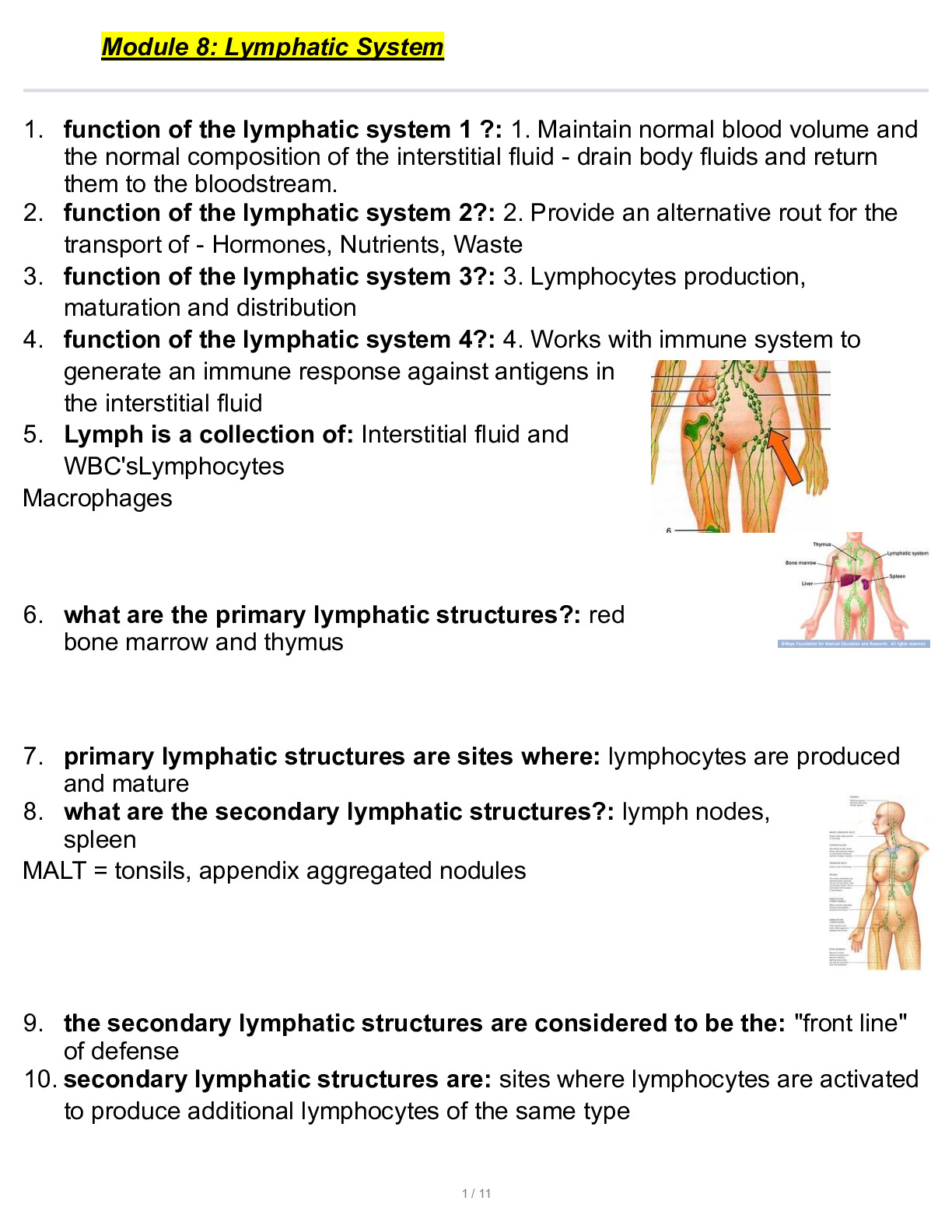 Module 8 Lymphatic System - DocMerit
