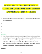 NC EMT STATE PRACTICE EXAM 145 COMPLETE QUESTIONS AND VERIFIED ANSWERS ...
