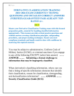 DERIVATIVE CLASSIFICATION TRAINING 2025/2026 EXAM QUESTIONS AND ANSWERS - DocMerit