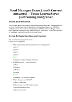 Food Manager Exam (100% Correct Answers) – Texas Learn2Serve ...