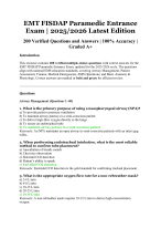 EMT FISDAP Paramedic Entrance Exam | 2025/2026 Latest Edition | 200 ...