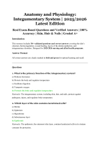 Anatomy and Physiology: Integumentary System | 2025/2026 Latest Edition ...