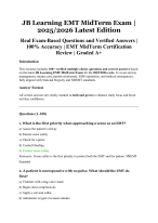 JB Learning EMT MidTerm Exam | 2025/2026 Latest Edition | Real Exam ...