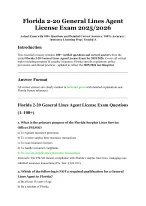 Florida 2-20 General Lines Agent License Exam 2025/2026| with 100 ...