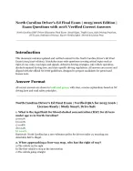 North Carolina Driver's Ed Final Exam | 2025/2026 Edition | Verified ...