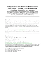 Michigan Heavy Truck Brakes Mechanic Exam 2025/2026 | Complete Exam ...